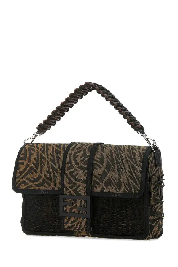 Fendi Embroidered Fabric Large Baguette Handbag