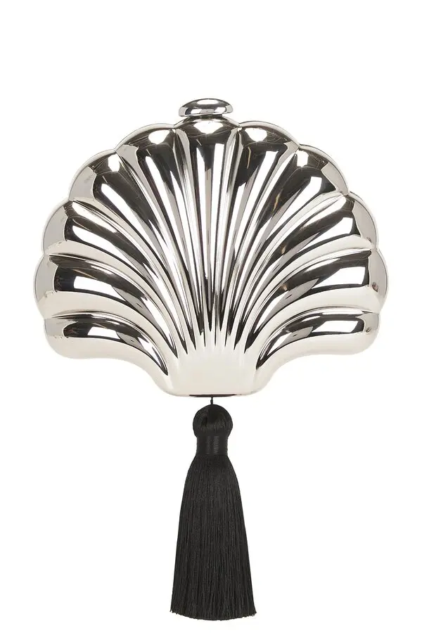 SIMONMILLER Metal Concha Clutch In Metallic