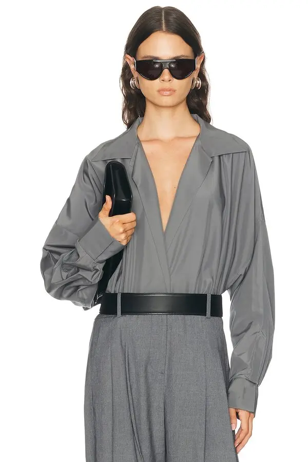 Norma Kamali Oversized Bodysuit In Grey - Medium Grey
