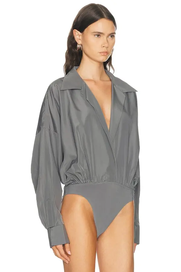 Norma Kamali Oversized Bodysuit In Grey