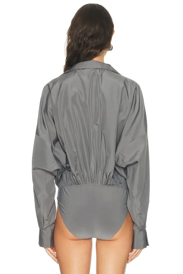 Norma Kamali Oversized Bodysuit In Grey
