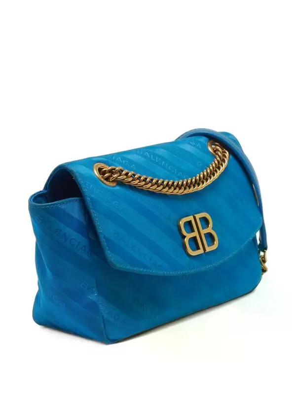 Balenciaga Bb Logo-print Flap Bag - Blue