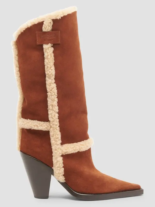 Moschino Shearling Trim 100mm Boots - Rust
