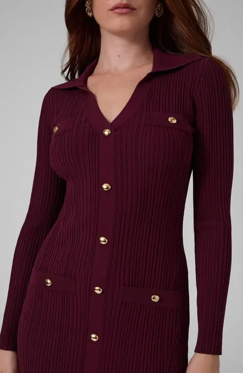 MARCIANO Lima Ribbed Sweater-dress - Plum