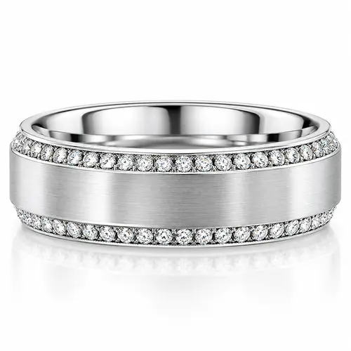 BLISS DIAMOND 1ct Diamond 7mm Brushed Beveled Wedding Ring Comfort Fit Band