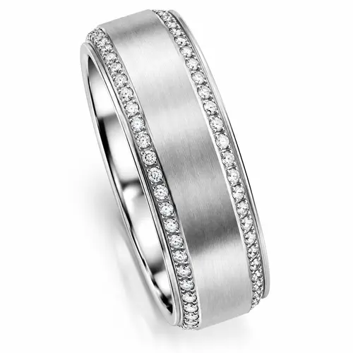 BLISS DIAMOND 1ct Diamond 7mm Brushed Beveled Wedding Ring Comfort Fit Band