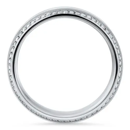 BLISS DIAMOND 1ct Diamond 7mm Brushed Beveled Wedding Ring Comfort Fit Band