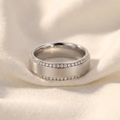 BLISS DIAMOND 1ct Diamond 7mm Brushed Beveled Wedding Ring Comfort Fit Band