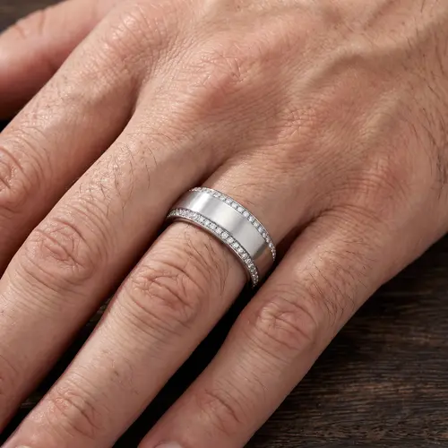 BLISS DIAMOND 1ct Diamond 7mm Brushed Beveled Wedding Ring Comfort Fit Band