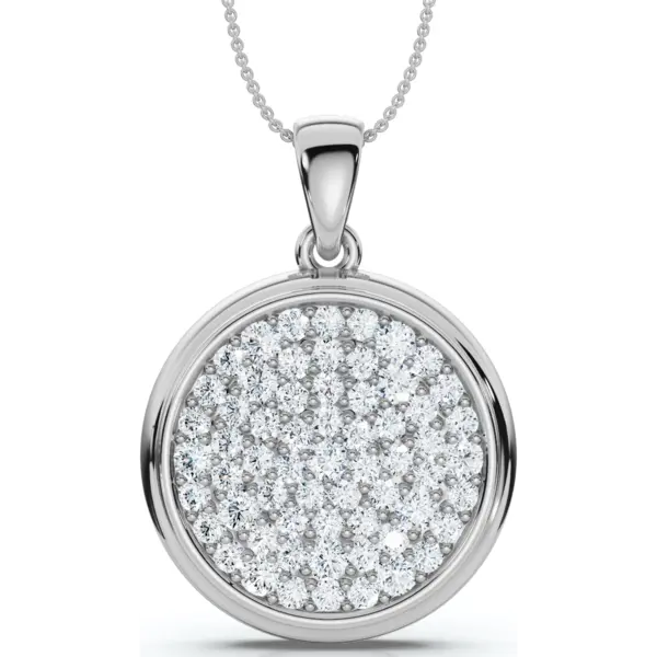 BLISS DIAMOND 91ct Pave Diamond Andrea Medallion Charm 18" Necklace 1" Tall - Silver