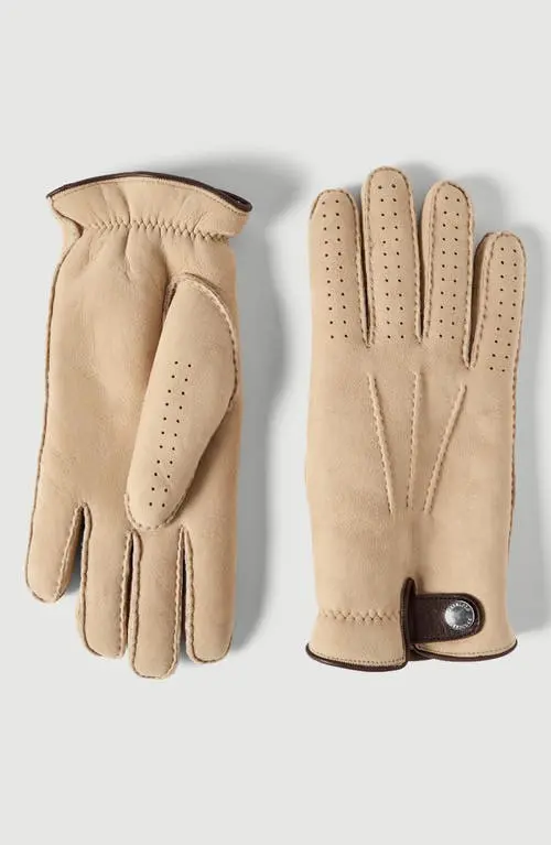 Brunello Cucinelli Suede Curly Shearling Gloves - Sand