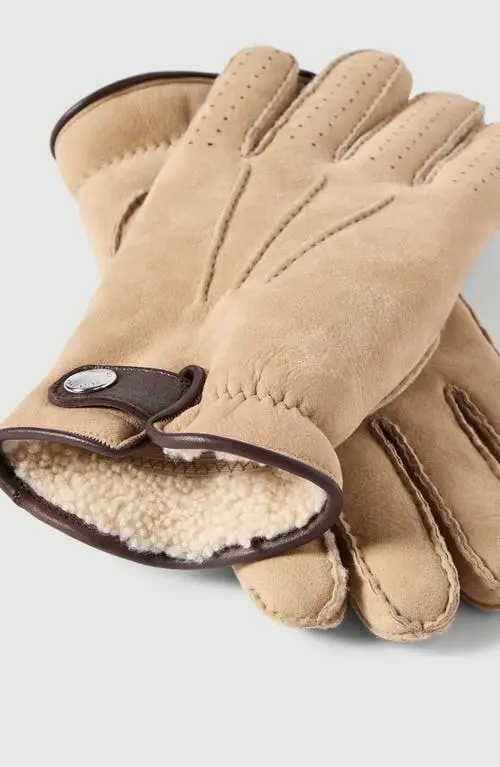 Brunello Cucinelli Suede Curly Shearling Gloves