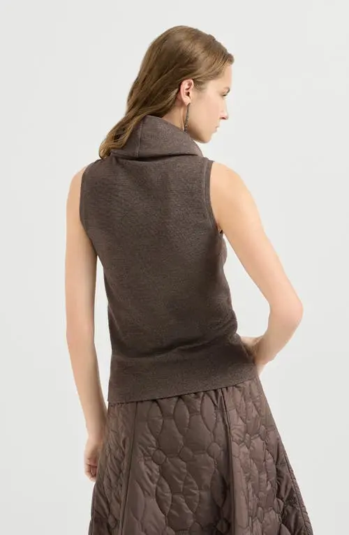 Brunello Cucinelli Sparkling Virgin Wool Jersey Turtleneck Top