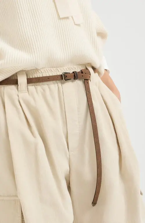 Brunello Cucinelli Sparkling Textured Leather Belt With Shiny Loop