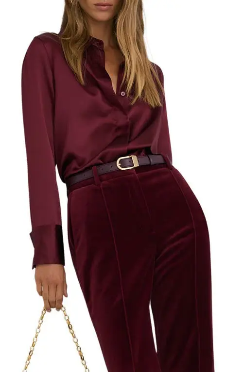 REISS Ameira Silk Shirt - Red