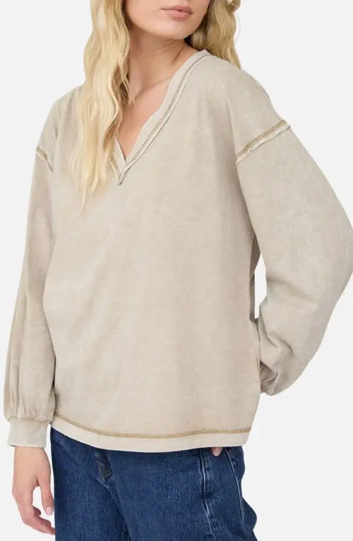J.O.A. Inverted Seam V-neck Top - Mocha