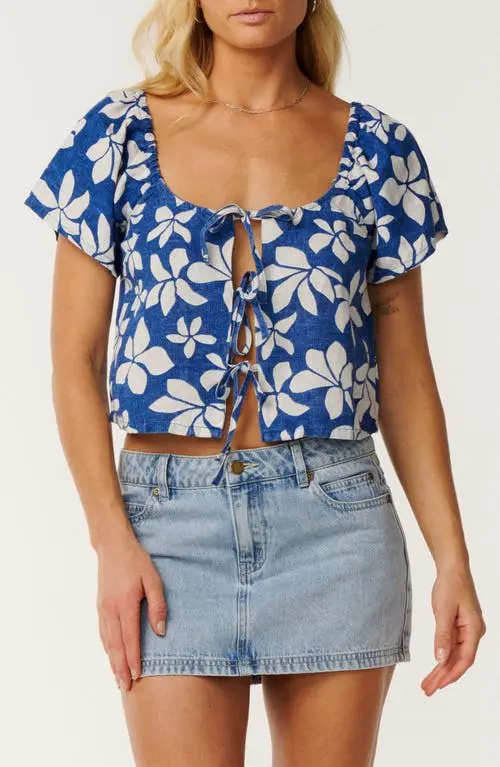 Rip Curl Paraiso Linen Blend Top - Blue 0070