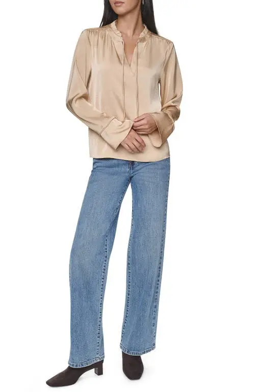 Dkny Tie Neck Ruffle Top - Warm Sand