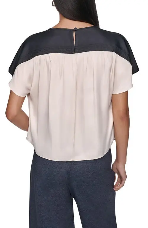 Dkny Colorblock Satin Top