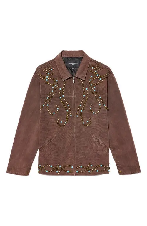 CULT OF INDIVIDUALITY Canvas Workwear Jacket With Studded Detail - Pinecone