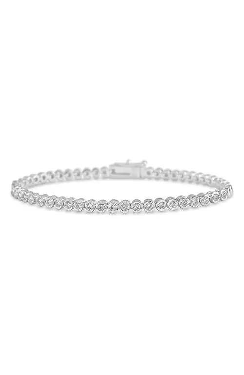 Sterling Forever Helene Bezel Cubic Zirconia Tennis Bracelet - Silver/clear