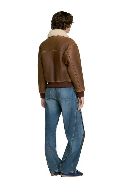 Sandro Zipped Shearling Jacket