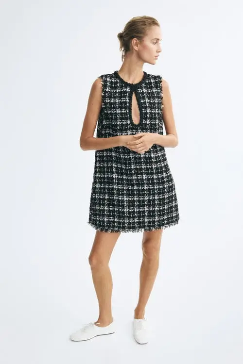 H&M Bouclé-knit Keyhole Dress