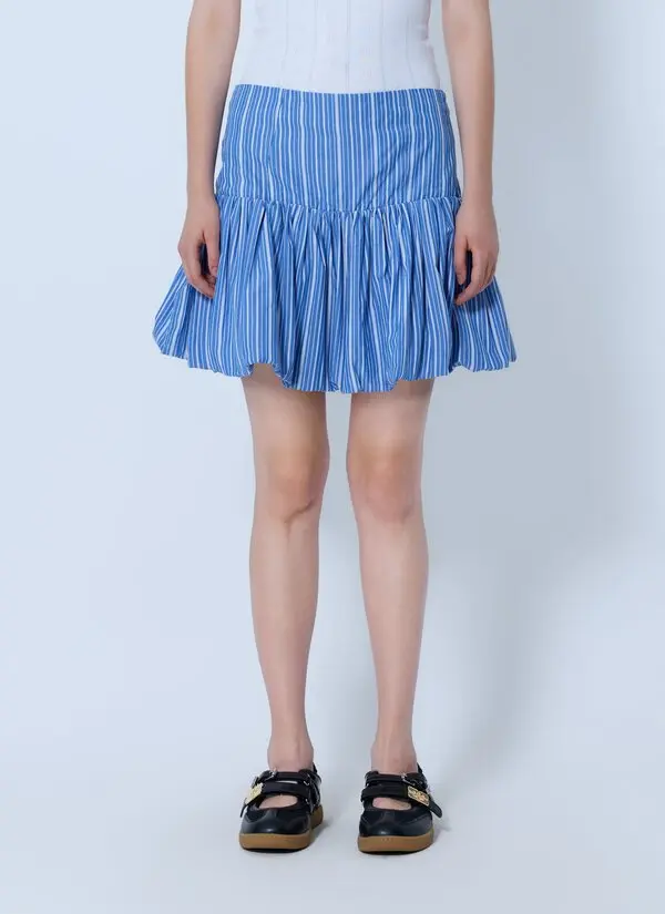 GANNI Stripe Cotton Mini Skirt - Blue