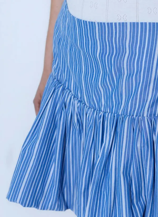 GANNI Stripe Cotton Mini Skirt