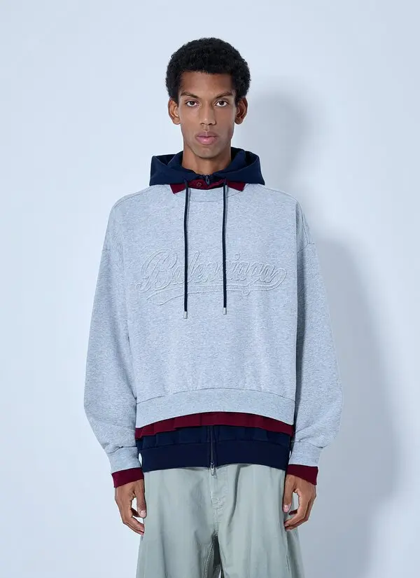 Balenciaga Layered Hoodie With Embroidered Logo