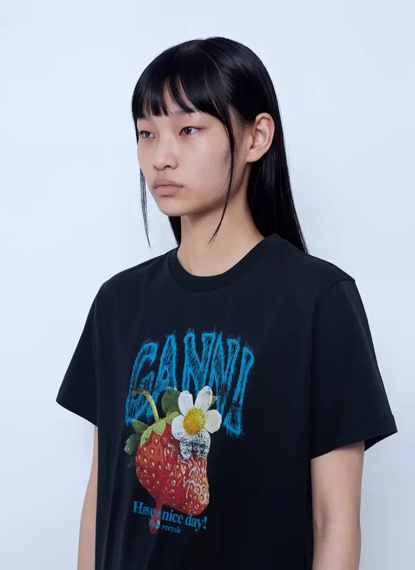GANNI Fruit Logo Cotton T-shirt