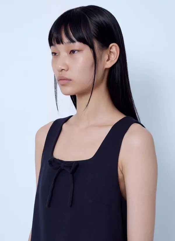 Miu Miu Sleeveless Mini Dress With Bow Detail
