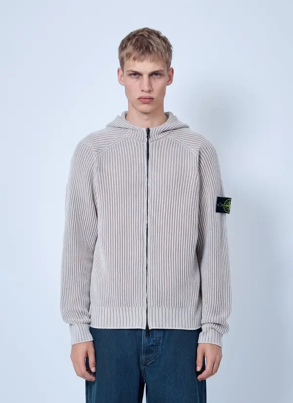 Stone Island Ribbed Knit Hoodie