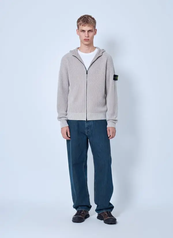 Stone Island Ribbed Knit Hoodie