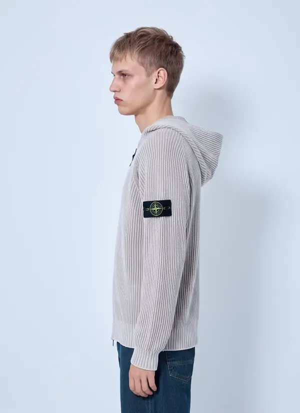 Stone Island Ribbed Knit Hoodie