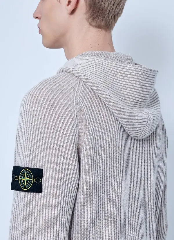 Stone Island Ribbed Knit Hoodie
