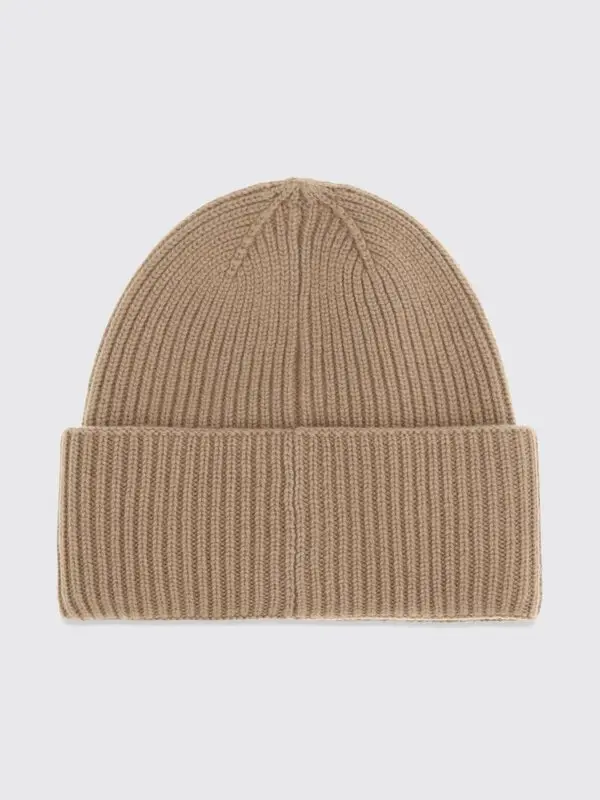 Max Mara Ribbed Wool Beanie Hat With Jacquard Logo And Cuff