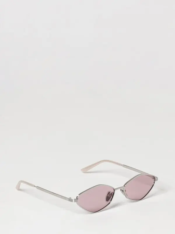 Gucci Cat Eye Metal Sunglasses With Diamond Shape And Engraved Logo - Silver