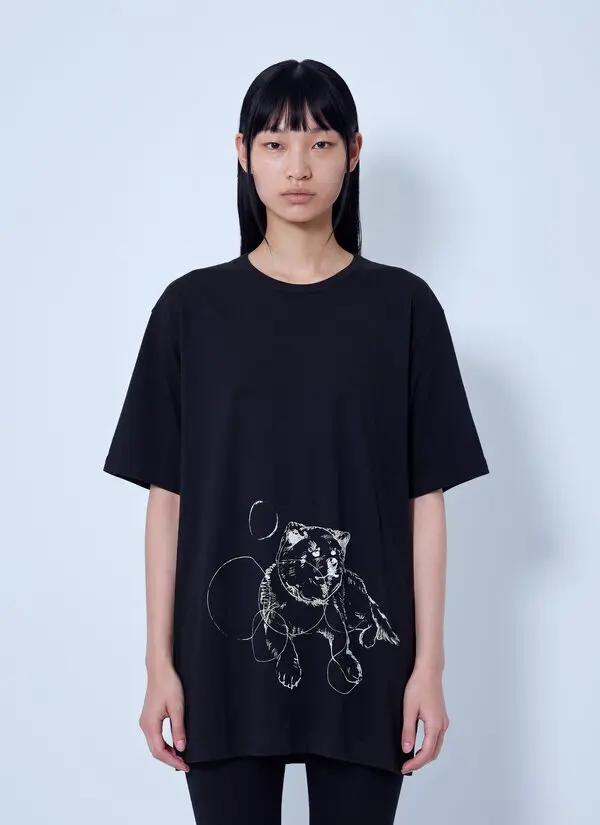 Yohji Yamamoto Cotton Short Sleeve Printed T-shirt Mimi - Black