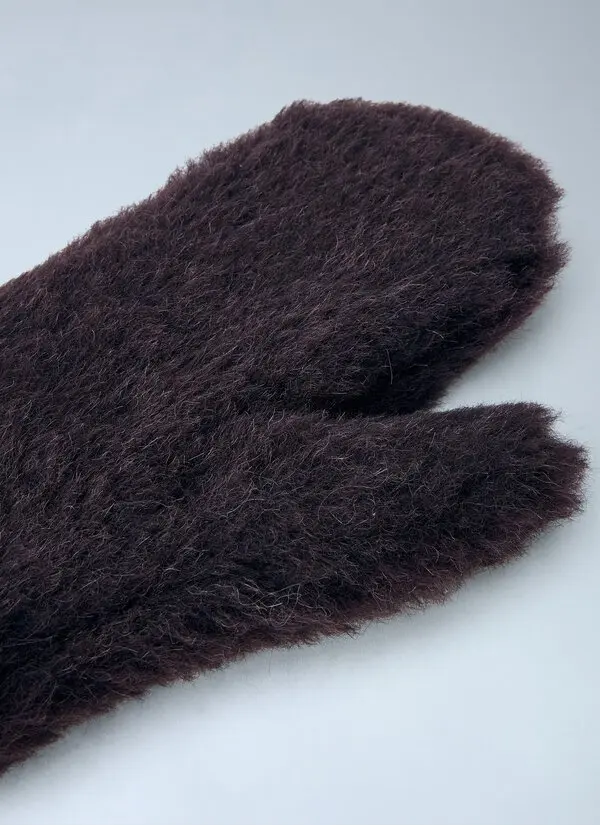 Max Mara Ombrato Teddy Fabric Mittens