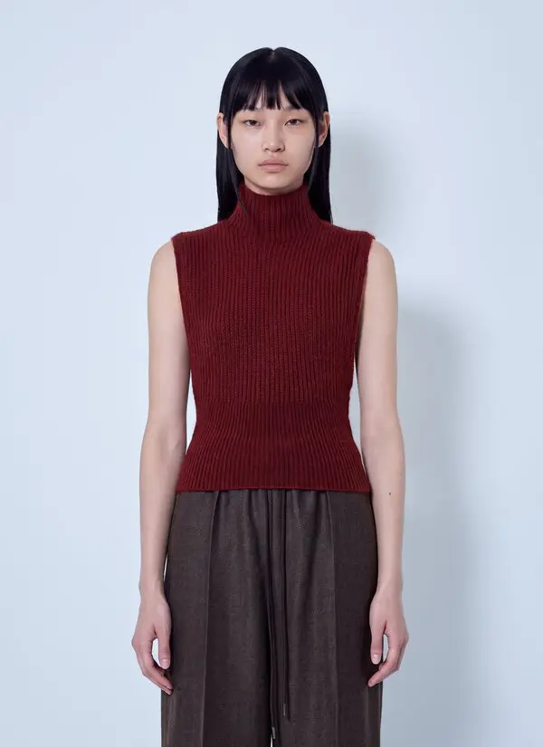 Max Mara Ribbed Sleeveless Turtleneck Top - Multicolor