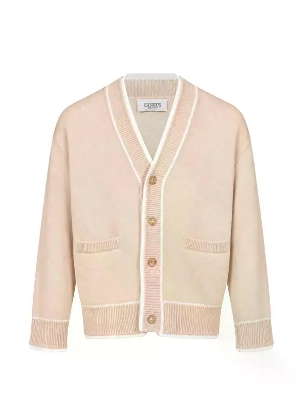 LANEUS Contrast-trim V-neck Cardigan