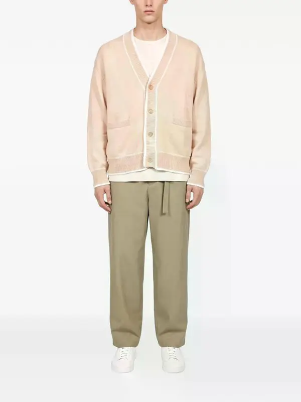 LANEUS Contrast-trim V-neck Cardigan
