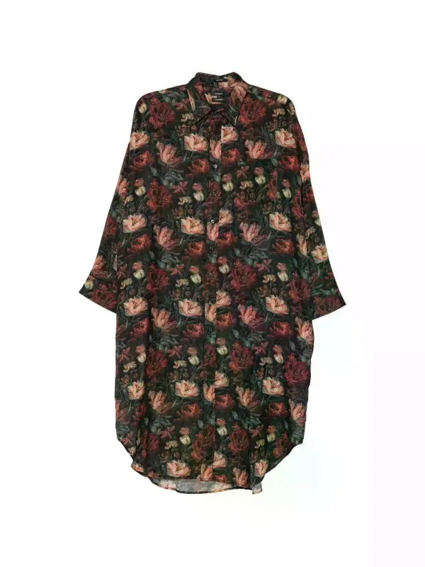 R13 Jumbo Floral-print Oversized Dress Shirt - Black