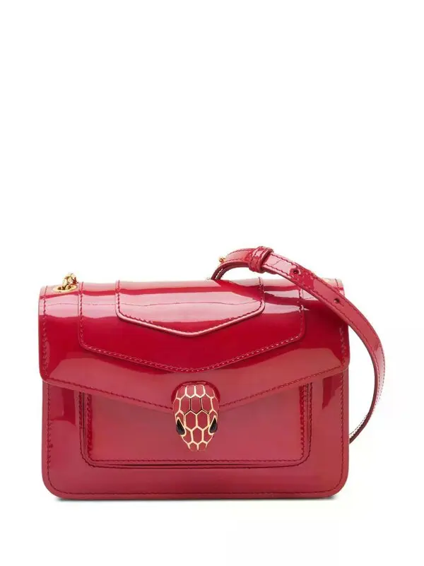 BVLGARI Serpenti Forever Patent Leather Shoulder Bag - Red