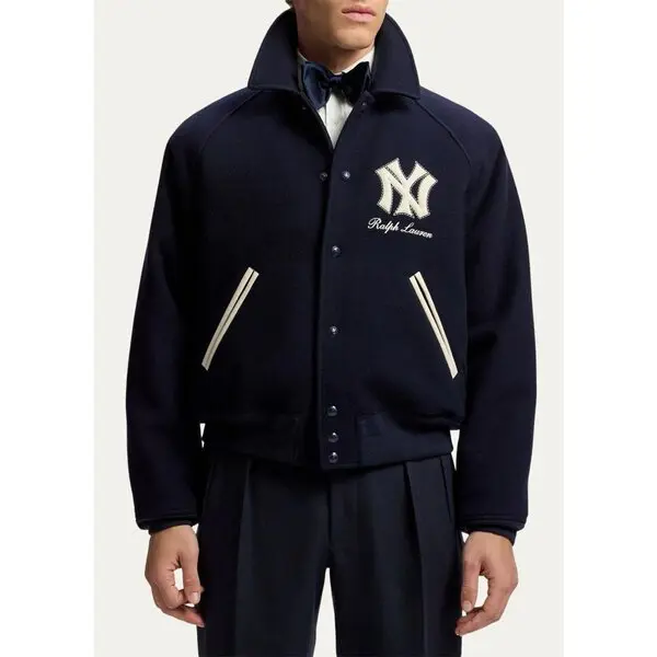 Ralph Lauren Purple Label Yankees Wool Shearling-lined Jacket - Multicolor