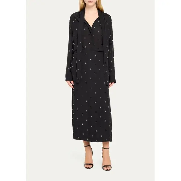 A.L.C. Vivi Embellished Tie-neck Blouse