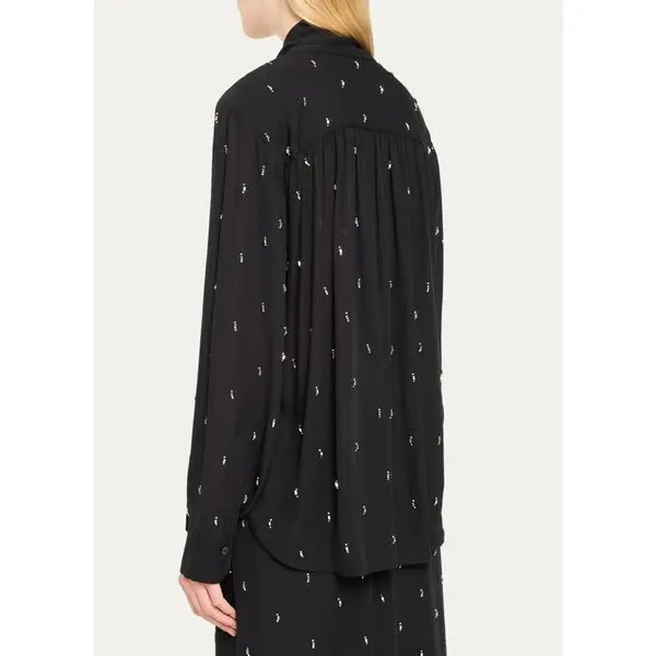 A.L.C. Vivi Embellished Tie-neck Blouse
