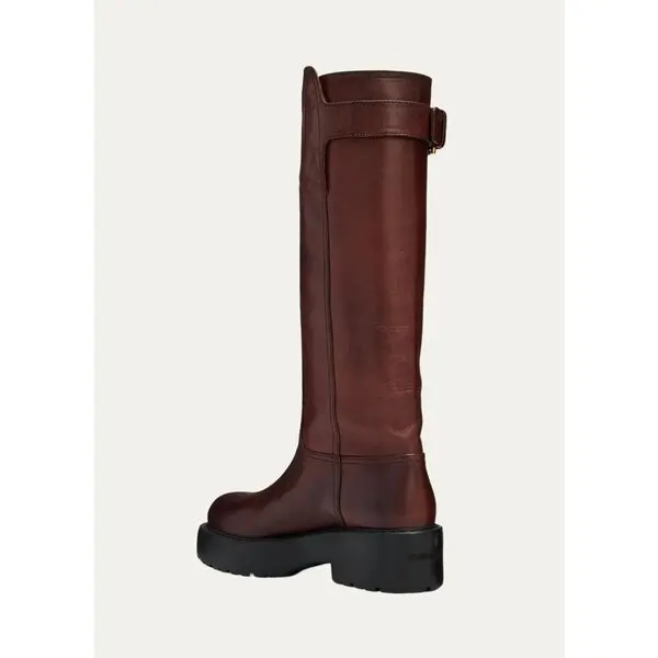 Miu Miu 55mm Lug-sole Leather Knee-high Boots