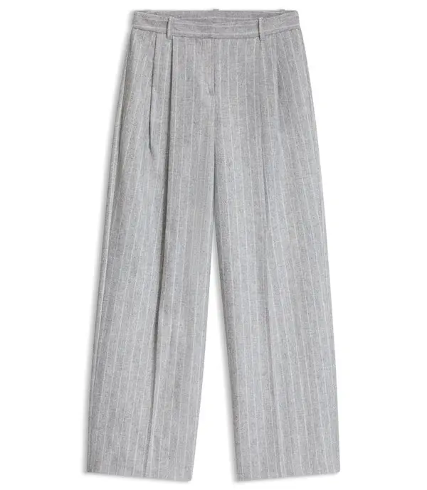 BOSS Wide-leg Pants In Pinstripe Flannel